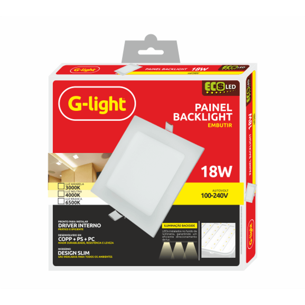 Painel LED Embutir G-Light - monte